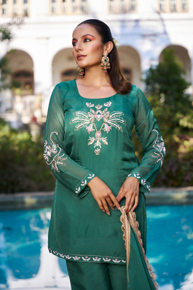 Gulbahar suit Green – HOUSE OF MIRA